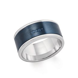 JOOP! Fingerring JOOP "2027720, 2027723, 2027724, 2027727" Fingerringe Gr. 19, Edelstahl, 10mm, blau (edelstahlfarben-blau) Herren