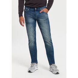 Straight-Jeans Bruno Banani "Dylan" Gr. 28, Länge 32, blau (blue-used) Herren Jeans gerade Beinform, Used-Waschung, niedrige Leibhöhe