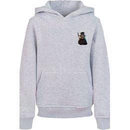 Kapuzenpullover F4NT4STIC "Wizard Cat HOODIE UNISEX" Gr. 122/128, grau (erdgrau), Mädchen, Obermaterial: 65% Baumwolle, 35% Polyester, Pullover, Print