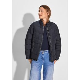 Steppjacke Cecil, Damen, Gr. XL (44), blau (schwarz navy blau), Stoff, 100% Polyester, unifarben, casual, normal normal, hoch geschlossener Ausschnitt, Langarm Bündchen, Jacken, mit Stehkragen