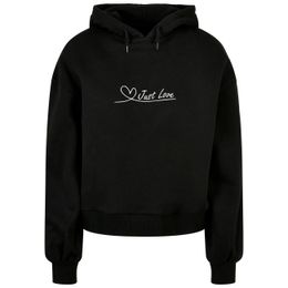 Kapuzenpullover Merchcode "Merchcode Damen Ladies Just love Organic Oversized Hoody" Gr. L, schwarz (black) Damen Pullover