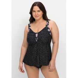 Tankini sheego "Große Größen" Gr. 40, Cup B, schwarz-weiß Damen Bikini-Sets mit separater Hose, im Mustermix