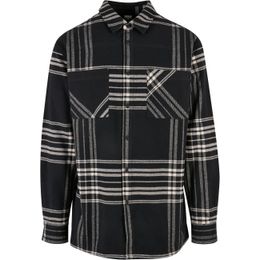 Langarmhemd Urban Classics "Urban Classics Herren Long Oversized Checked Summit Shirt" Gr. L, US-Größen, schwarz Herren Hemden