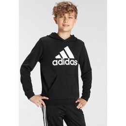 Kapuzensweatshirt adidas Sportswear "BIG LOGO ESSENTIALS COTTON HOODIE" Gr. 128, schwarz-weiß (black / white) Kinder Sweatshirts