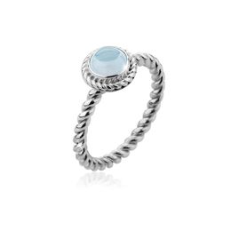 Fingerring NENALINA "Aquamarin Geburtsstein März Trend Edel 925 Silber" Fingerringe Gr. 52mm, mit Steinen, Silber 925 (Sterlingsilber), 2mm, blau (hellblau, hellblau) Damen