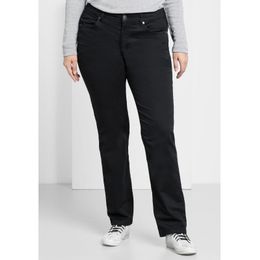 Stretch-Hose sheego "Große Größen" Gr. 108, Langgrößen, schwarz Damen Hosen 5-Pocket-Hose elastische Twill-Qualität