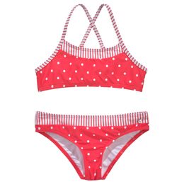 Bustier-Bikini s.Oliver "Audrey Kids" Gr. 146/152, N-Gr, rot (rot-weiß) Kinder Bikini-Sets im Punkte-Streifen-Mix