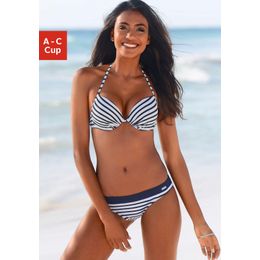 Push-Up-Bikini-Top Venice Beach "Summer" Gr. 34, Cup B, bunt (weiß, marine, gestreift) Damen Bikini-Oberteile mit wattierten Cups