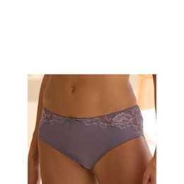 Tanga Lascana "Vittoria", Damen, Gr. 44/46, grau, Obermaterial: 84% Polyamid (TACTEL), 16% Elasthan (LYCRA), körpernah, Unterhosen, mit Spitzeneinsätzen