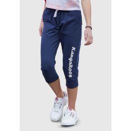 Sweathose Kangaroos "3/4-Sweathose" Gr. 128/134, N-Gr, blau (marine) Mädchen Hosen mit Logodruck