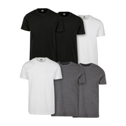 T-Shirt Urban Classics "Urban Classics Herren Basic Tee 6-Pack" Gr. 4XL, schwarz-weiß (blk/blk/wht/wht/chrcl/chrcl) Herren Shirts