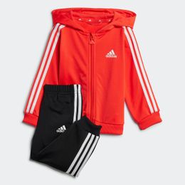 Trainingsanzug adidas Sportswear "I 3S SHINY TS" Gr. 62, rot (bright red / white) Kinder Sportanzüge für Babys und Kleinkinder