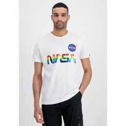 T-Shirt Alpha Industries "Alpha Industries Men - T-Shirts NASA Refl. T Metal" Gr. L, rot (weiß, rot), Herren, Shell: 100% Cotton, Shirts