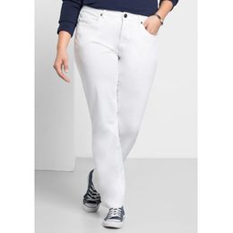 Stretch-Hose sheego "Große Größen" Gr. 42, Normalgrößen, weiß Damen Hosen 5-Pocket-Hose elastische Twill-Qualität