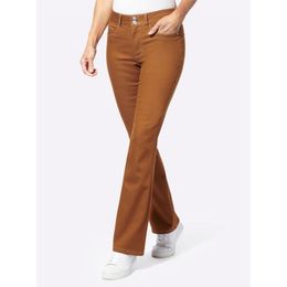 Bootcut-Jeans Classic Basics Gr. 21, Kurzgrößen, braun (cognac-denim) Damen Jeans