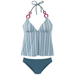 Tankini Vivance Gr. 36, Cup C/D, blau (blau bedruckt) Damen Bikini-Sets mit Zierringen