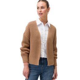 Strickjacke Zero "Zero kurz Grobstrick" Gr. L, braun (golden camel) Damen Strickjacken Plainohne Details