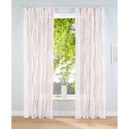 Gardine my home "Dimona" Gr. 6, orange (creme, terra), B:140cm H:295cm, Voile, Polyester, Gardinen, 2er-Set, Bestseller, Polyester, Wellen