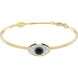 Armreif Swarovski "Symbolica Böser Blick Magisches Auge, 5696467, 5692171, 5700879" Armbänder Gr. L, Metall, gelbgoldfarben-blau-schwarz-kristallweiß + blau-schwarz-kristallweiß Damen mit Swarovski Kristall