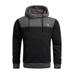 Kapuzenpullover Alessandro Salvarini "ASLerio" Gr. L, grau (dunkelgrau - schwarz) Herren Pullover Hoodie Sweatshirt mit großer Kapuze, Kapuze