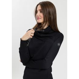 Sweater Ragwear "NESKA O" Gr. XS (34), schwarz (1010 black) Damen Sweatshirts mit asymetrischem Schalkragen