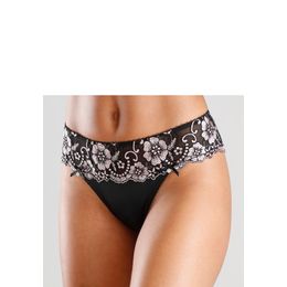 String Lascana "Wanda Dessous", Damen, Gr. 52/54, rosa (schwarz, rose), Microtouch, Obermaterial: 80% Polyamid, 12% Polyester, 8% Elasthan, Unterhosen, mit Stickerei Spitze in blumiger Optik