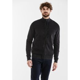 Strickjacke Street One MEN Gr. L (52), schwarz (faded schwarz) Herren Strickjacken aus reiner Baumwolle