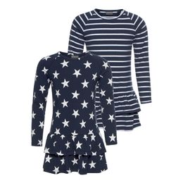 Jerseykleid Kidsworld "2er Pack für kleine Mädchen" Gr. 104/110, N-Gr, blau (marine) Mädchen Kleider festliche Anlässe, kniefrei, verspielt, aus Jersey, Langarm