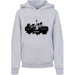 Kapuzenpullover F4NT4STIC "Cities Collection - Berlin skyline" Gr. 122/128, grau (erdgrau), Mädchen, Obermaterial: 65% Baumwolle, 35% Polyester, Pullover, Print