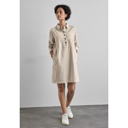 Midikleid Street One Gr. 36, EURO-Größen, beige (smooth sand beige), Damen, Web, 100% Baumwolle, unifarben, Kleider, knielang