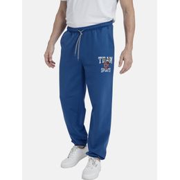 Jogginghose Jan Vanderstorm "Jogginghose THIBOR", Herren, Gr. L, blau (royal blau), Obermaterial: 100% Baumwolle., comfort fit, Hosen, mit Norwegenflaggen-Aufnäher