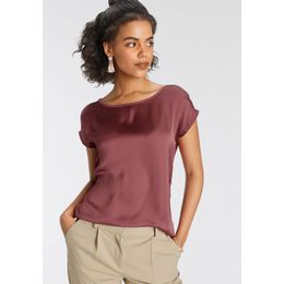 Shirtbluse Laura Scott Gr. 36, braun (kirschbraun), Damen, Web, Jersey, Obermaterial: 100% Polyester. Rückenteil: 95% Viskose, 5% Elasthan, Blusen, aus Satin und Jersey