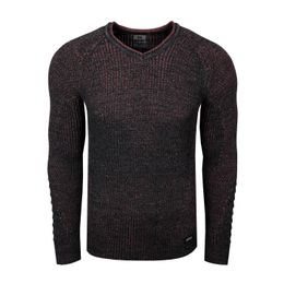 Strickpullover Rusty Neal, Herren, Gr. 4XL, grau (anthrazit), 70% Polyacryl, 30% Baumwolle, unifarben, mehrfarbig, casual, normal, V-Ausschnitt, Pullover, mit ausgefallenem Strickmuster