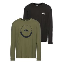 Langarmshirt Quiksilver "MOUNTAIN SUNRISE LS TEE PACK YM" Gr. L, schwarz (black/sea sp) Herren Shirts