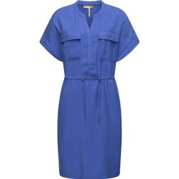 Blusenkleid Ragwear "Roisa" Gr. L (40), Normalgrößen, blau (royalblau) Damen Kleider stylisches Sommerkleid mit Bindeband