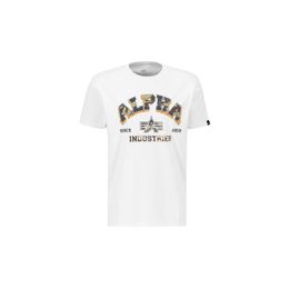 T-Shirt Alpha Industries "Alpha Industries Men - T-Shirts College Camo T" Gr. L, weiß, Herren, Shell: 100% Cotton, Shirts