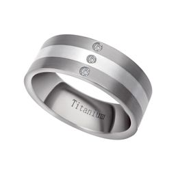 Partnerring Firetti "Schmuck Geschenk "LIEBE" Titan" Fingerringe Gr. 17, mit Zirkonia, Titan-Silber 925 (Sterlingsilber), 7,5mm, silberfarben (titanfarben-silberfarben + kristallweiß) mit oder ohne Zirkonia (synth.)