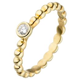 Fingerring Jobo Gr. 50, gold (goldfarben), Fingerringe, Damen, 50, Silber 925 (Sterlingsilber), Fingerring, 925 Silber vergoldet mit Zirkonia