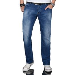Regular-fit-Jeans Alessandro Salvarini "ASJulio", Herren, Gr. W30L34, L&auml;nge 34, blau (as, 063, mittelblau), Denim/Jeans, Obermaterial: 100% Baumwolle, Destroyed-Effekte, leichte Abriebeffekte, Jeans, mit geradem Bein