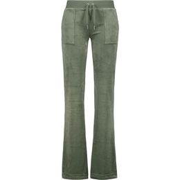 Sweathose Juicy Couture "LAYLA POCKET LOW RISE PANT Damen" Gr. L, EURO-Größen, grün (thyme), Damen, 95% POLYESTER 5% ELASTAN, Hosen, Trainingshose Damen, Sweathose, Velour, Jogginghose mit Glitzer, Sale