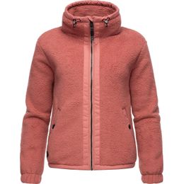 Sweatjacke Ragwear "Nordicka", Damen, Gr. 5XL (50), rosa (altrosa), Fleece, Obermaterial: 100% Polyester, Innenfutter: 100% Polyester, Modisch, lässig geschnitten, hoch geschlossener Ausschnitt, Sweatjacken, Sportliche Kapuzenjacke mit Kunstleder-Elementen