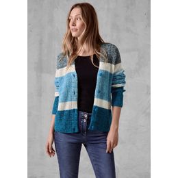 Cardigan Cecil, Damen, Gr. XXL (46), blau (celestial aqua blau), Web, 62% Baumwolle, 28% Polyacryl, 10% Nylon, gestreift, gerade normal, V-Ausschnitt, Bündchen, Strickjacken, mit V-Ausschnitt