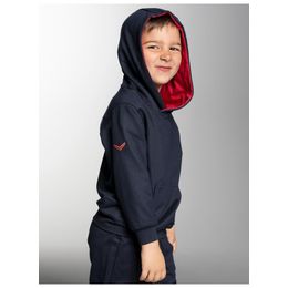 Sweatshirt TRIGEMA "TRIGEMA Kapuzenpullover mit Kängurutasche" Gr. 104, blau (navy) Kinder Sweatshirts