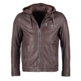 Lederjacke Mustang "31023163", Herren, Gr. L, braun (schwarz braun), Obermaterial: 100% Schafsleder; Futter: 60% Baumwolle, 40% Polyester; &Auml;rmelfutter: 100% Polyester; Kapuze: 55% Baumwolle, 45% Polyester; Taschenfutter: 100% Baumwolle, ohne B&uuml;ndchen, Jacken