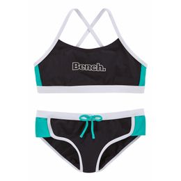 Bustier-Bikini Bench. Gr. 122/128, N-Gr, schwarz (schwarz, mint) Kinder Bikini-Sets mit Kontrastdetails