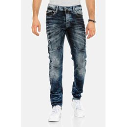 Cipo & Baxx Tapered-fit-Jeans CIPO & BAXX "Jeans" Gr. 31, Länge 32, blau (blue) Herren Jeans mit cooler Waschung und Ziernähten, CD-286