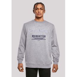 Kapuzenpullover F4NT4STIC "East Village Manhatten CREW" Gr. L, grau (heather grey) Herren Pullover Print