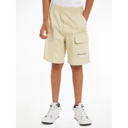 Shorts Calvin Klein Jeans "SATEEN CARGO SHORTS" Gr. 14 (164), N-Gr, grün (green haze) Jungen Hosen Kinder bis 16 Jahre