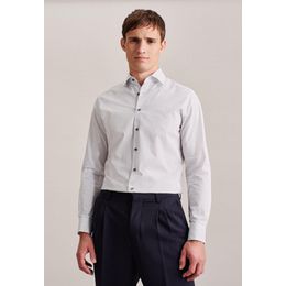 Businesshemd Seidensticker "Slim", Herren, Gr. S (37), normale Ärmellängen, grau, 100% Baumwolle, Paisley, slim fit, Langarm 2-Knopf-Manschette, Hemden, Slim Langarm Kentkragen Paisley