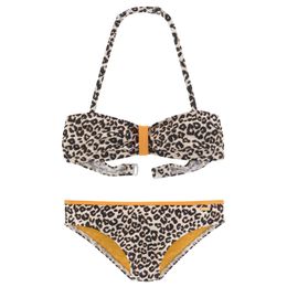 Bandeau-Bikini Buffalo "Kitty Kids" Gr. 158/164, N-Gr, braun (leo) Kinder Bikini-Sets Bikini im Leodruck